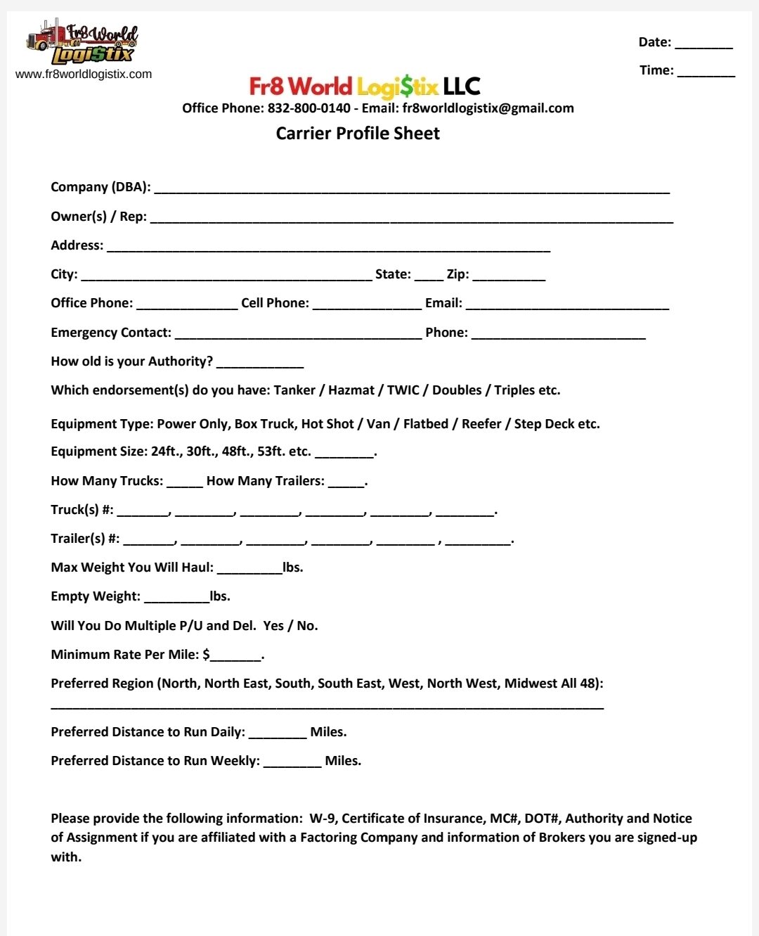 Career Profile Sheet